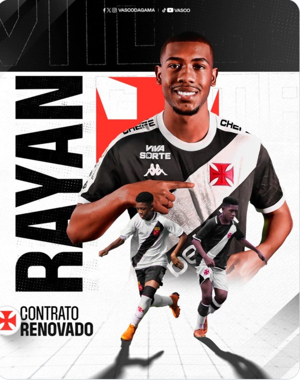 Vasco da Gama renova contrato do atacante Rayan até dezembro de 2026 - Em Cima do Lance